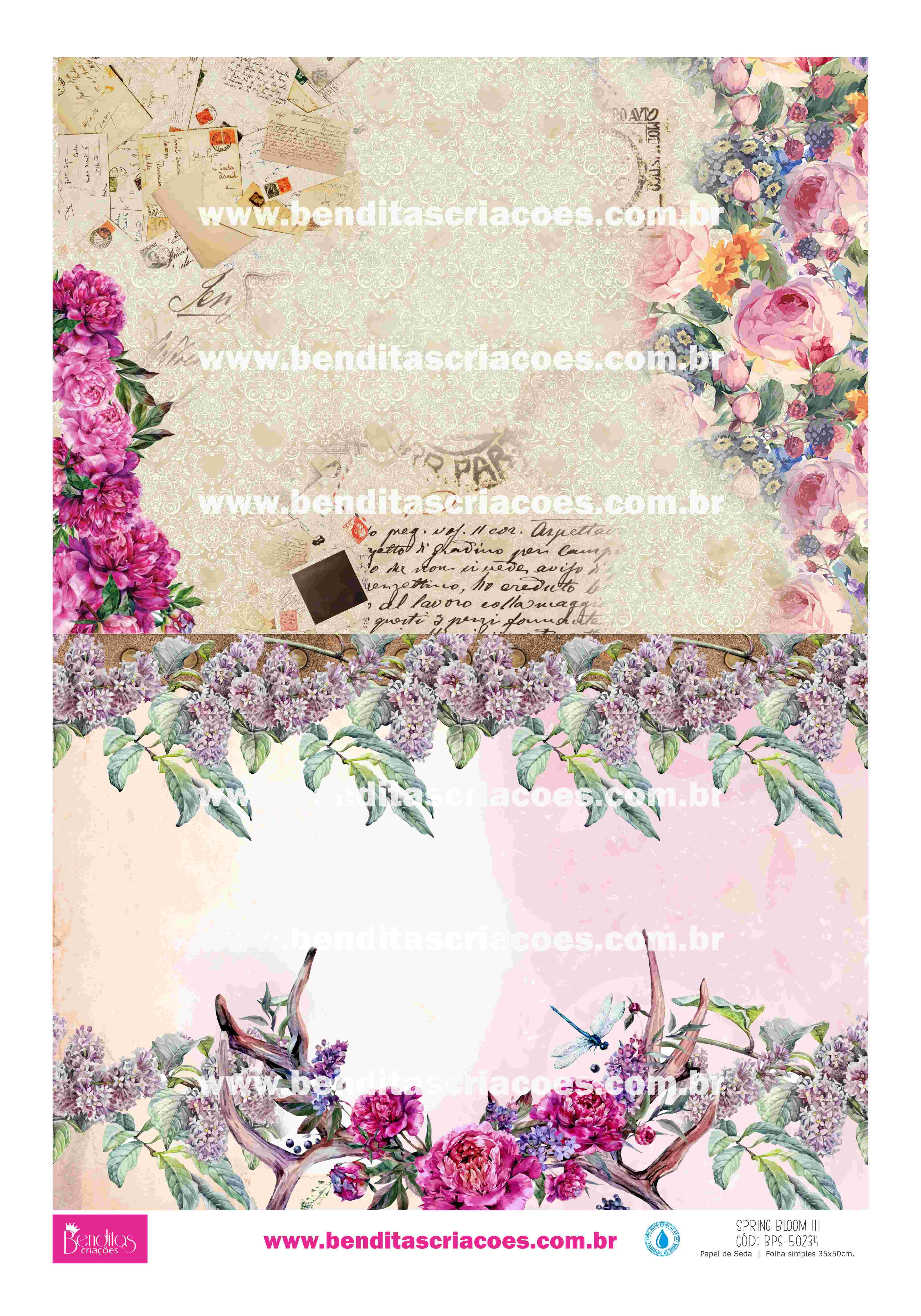 PAPEL DE SEDA 35x50 BPS-50234 SPRING BLOOM III | Benditas Criações