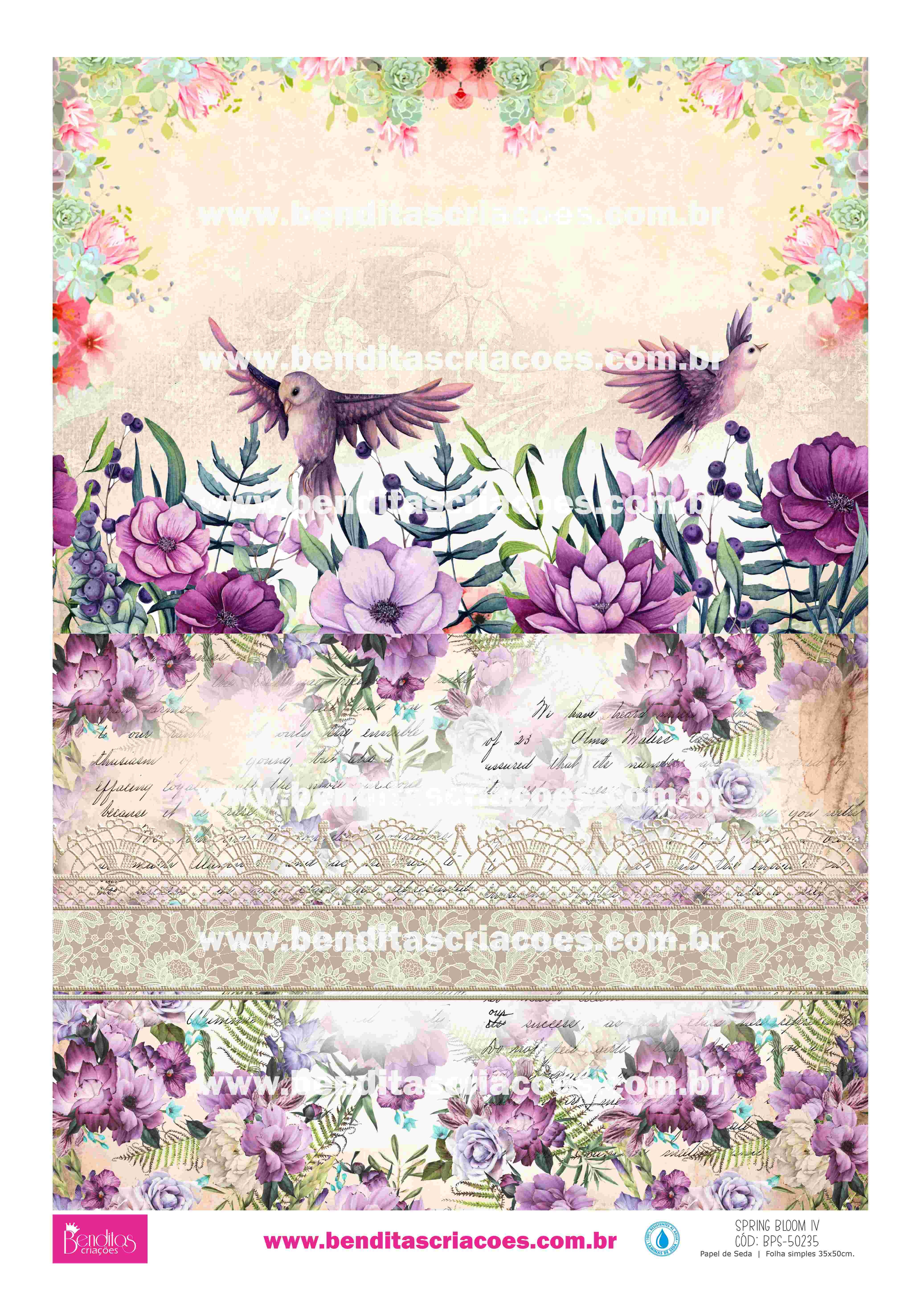 PAPEL DE SEDA 35x50 BPS-50235 SPRING BLOOM IV | Benditas Criações