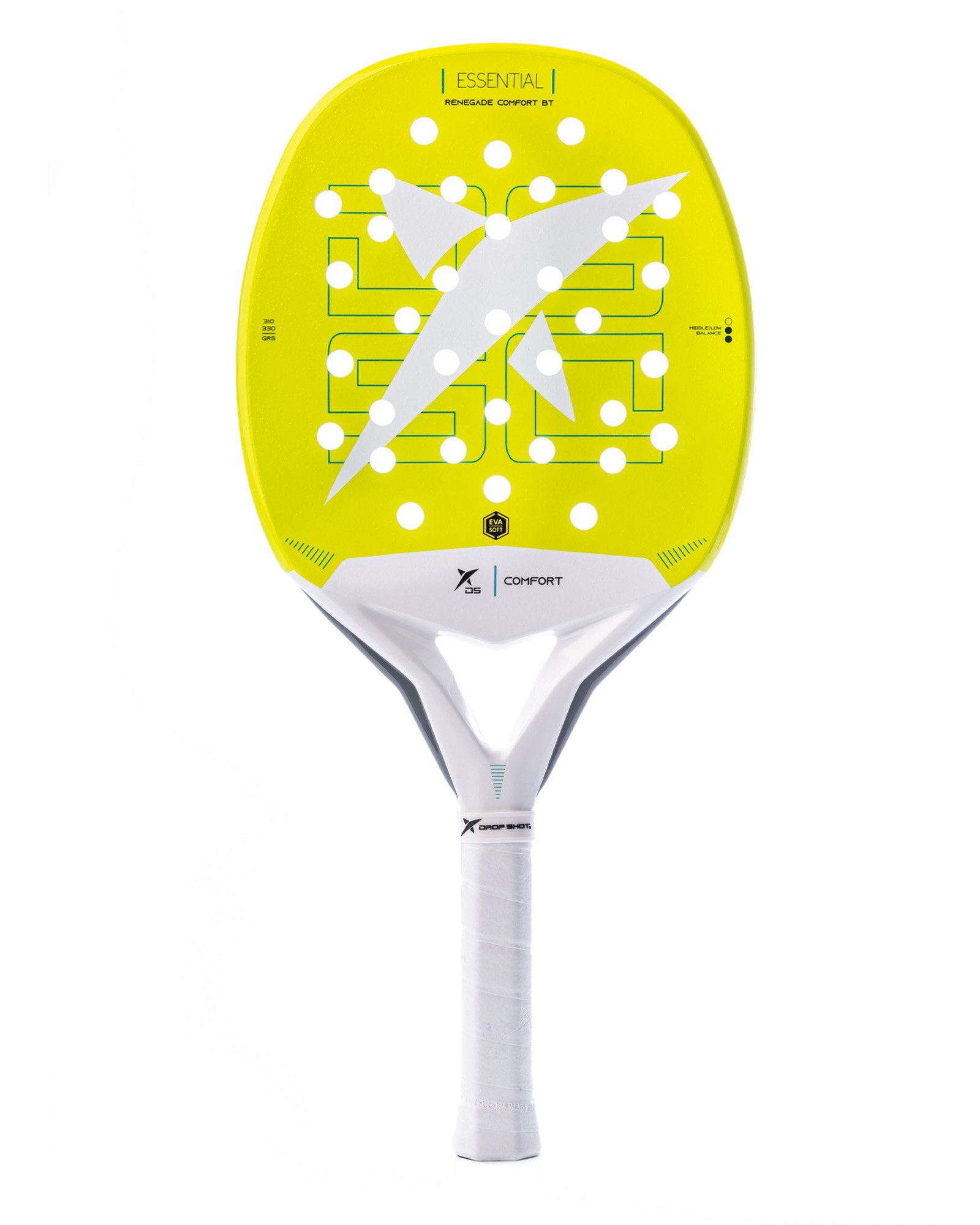 Raquete de beach tennis DROP SHOT RENEGADE COMFORT BT YELLOW | DROP ...