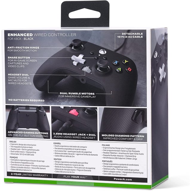 PowerA Enhanced Wired Controller for Xbox - Black, Gamepad, Wired Video ...