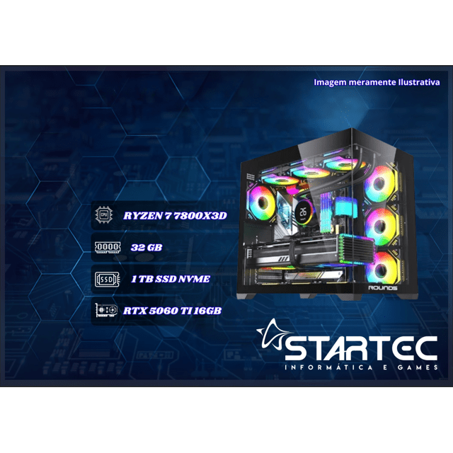 PC GAMER RYZEN 7 7800X3D 32GB 1TB SSD NVME RTX 5060 TI 16GB WATER ...