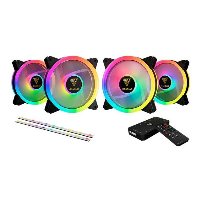 KIT 4 FANS RGB COM FITA LED RGB AEOLUS M2 1204R ELITE | STARTEC MACAE ...