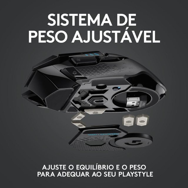 Mouse Gamer Sem Fio Logitech G502 LIGHTSPEED RGB LIGHTSYNC, Ajuste Peso ...