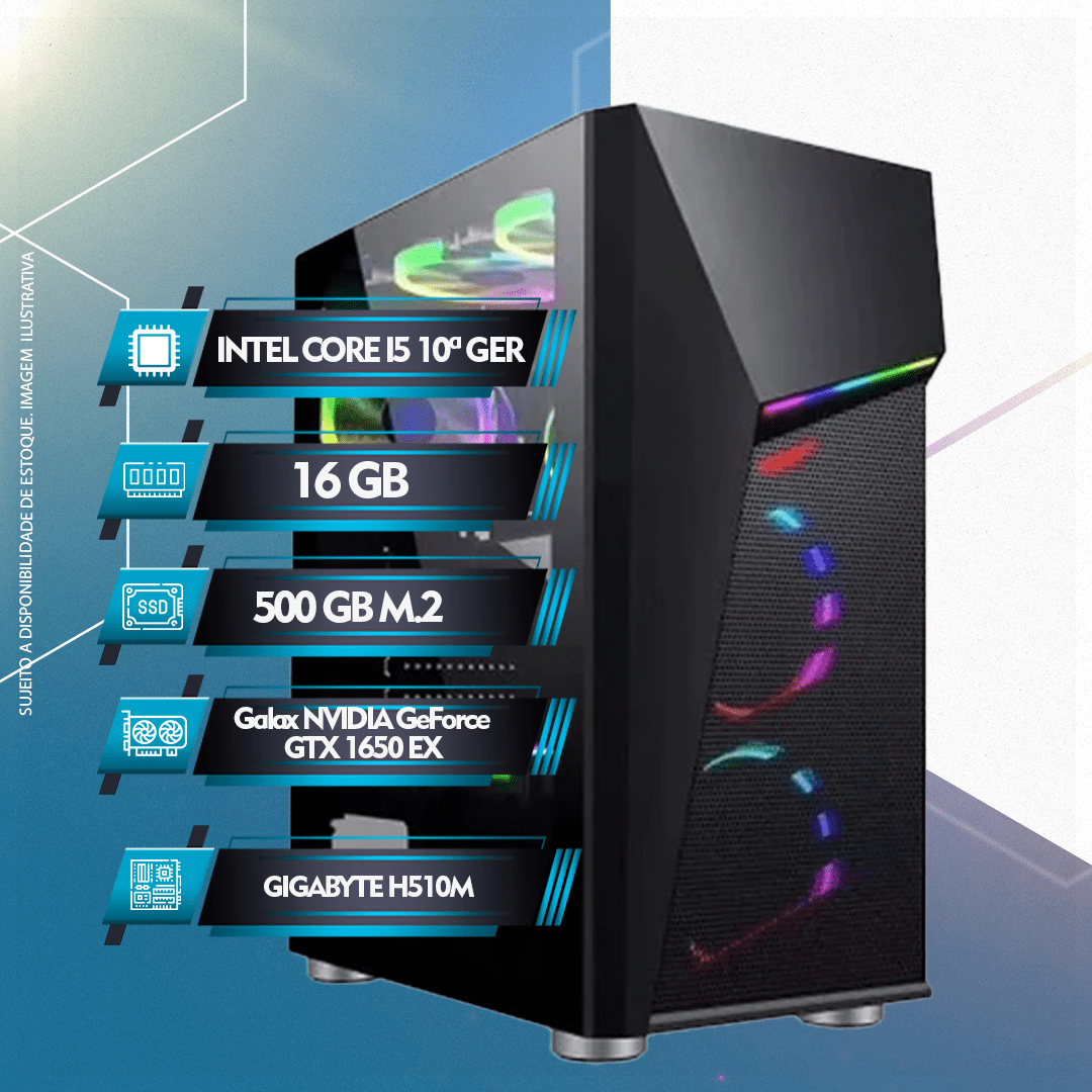 COMPUTADOR GAMER CORE I5 10º 10400F 16GB DDR4 500GB SSD NVME GTX 1650 ...