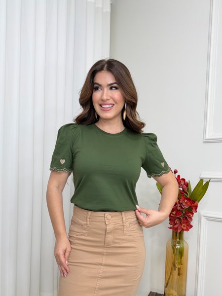 Manga Princesa Coração Bordado | Q BonitaTshirt