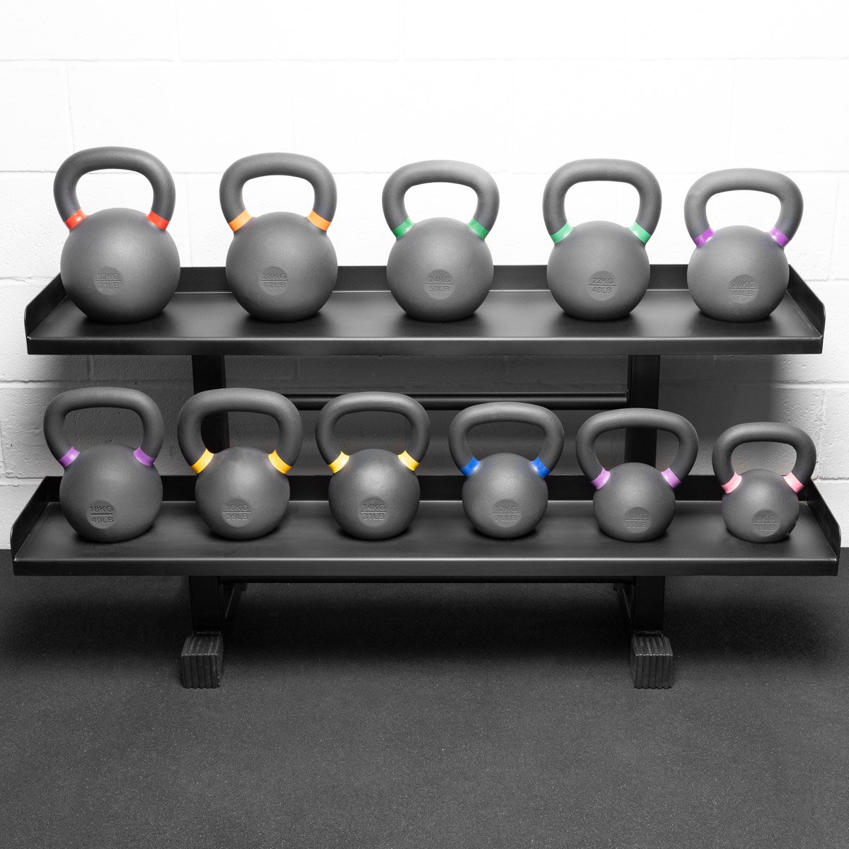 Kit Kettlebell 8 a 32kg + Suporte | Chroma Fitness