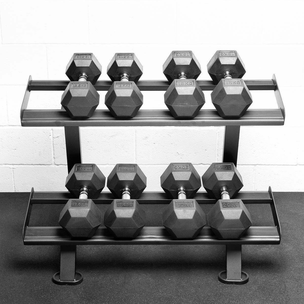 Kit Dumbbell Hexagonal Vulcanizado 12,5 a 20Kg (4 Pares) + Suporte ...