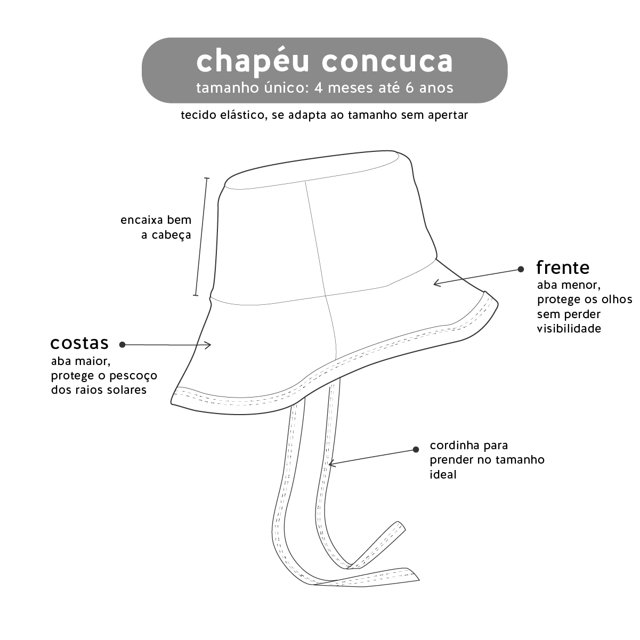 Chapéu infantil com proteção UV Concuca para menino e menina | Concuca
