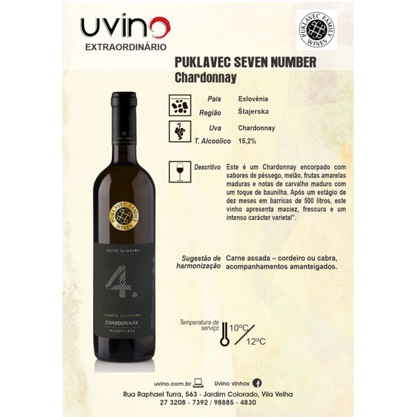 Vinho Puklavec Seven Nunbers Chardonnay 750ml | UVINO