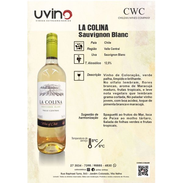 Vinho La Colina Sauvignon Blanc 750ml | UVINO