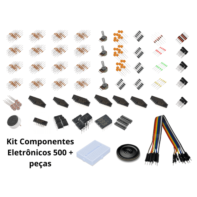 Kit de Componentes Eletrônicos para iniciante 500+ peças | Raisa ...