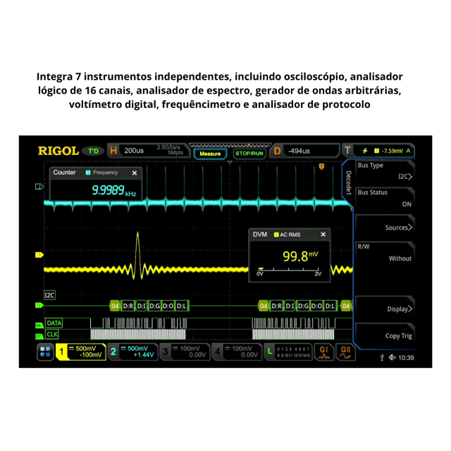 Osciloscópio Digital Touch Screen 350Mhz 4Ch MSO5354 Rigol | Raisa ...