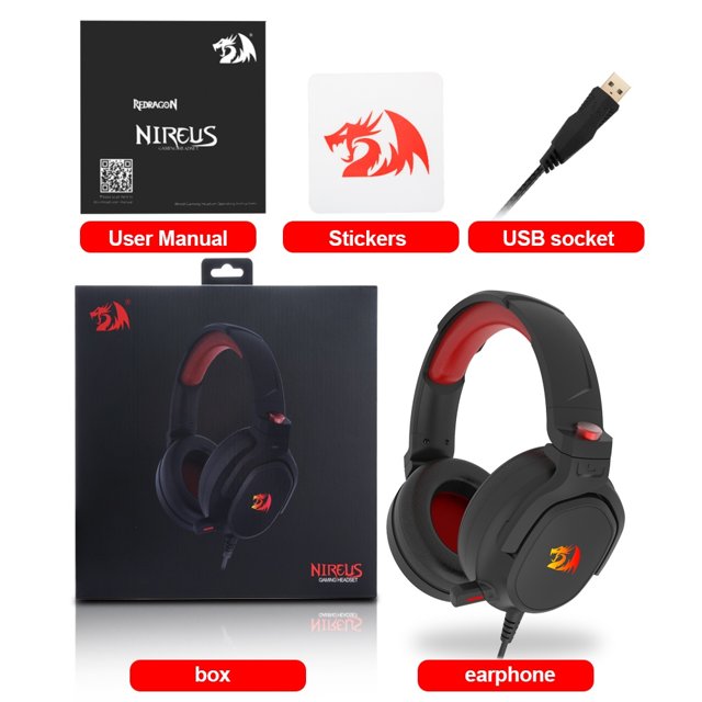 HEADSET GAMER REDRAGON NIREUS RGB PRETO H399-RGB / USB 7.1 SURROUND | CHIPWARE INFORMÁTICA