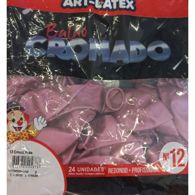Balão 12 Rosa Cromado Latex Redondo 24un Art-Latex | Bah Balões