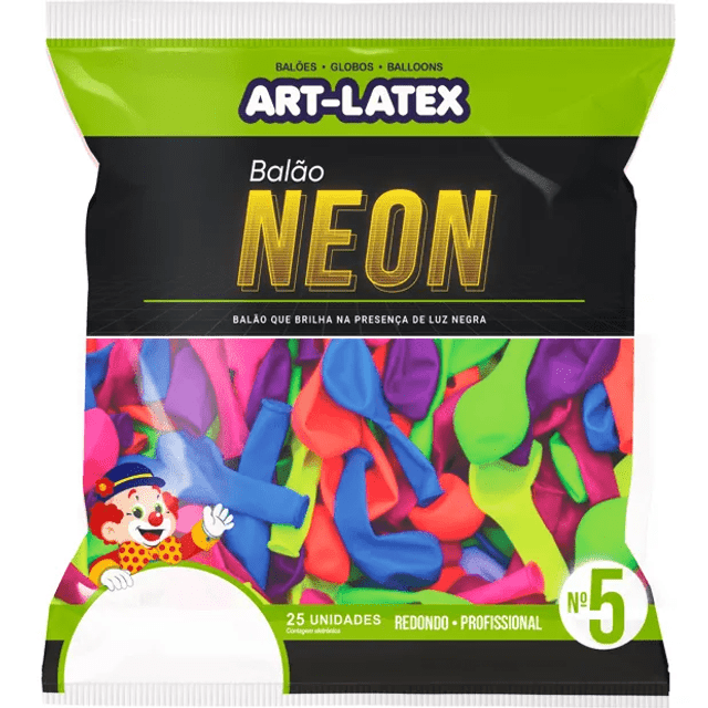 Balão 5 Amarelo Lima Neon Látex Redondo 25un - Art-Latex: Ilumine sua ...