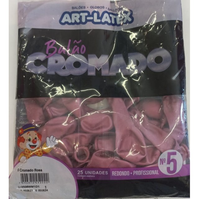 Balão 5 Rosa Cromado Látex Redondo 25un - Art-Latex: Elegância e Brilho ...