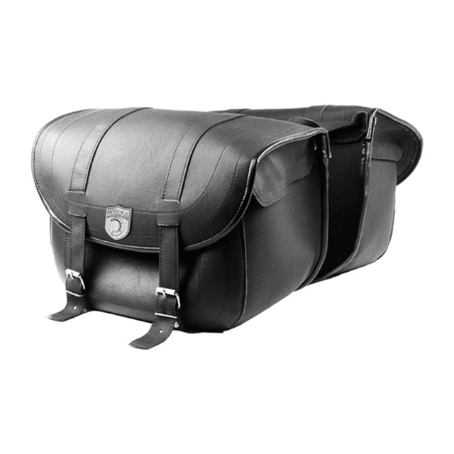 Alforge Mala Bolsa Lateral de Moto Custom 24 Litros Couro Tondin Forza ...