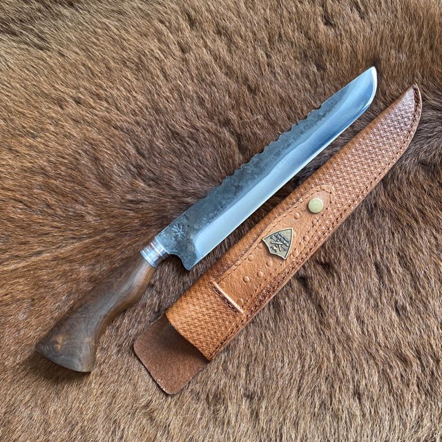 FACA CARBONO 1070 CHURRASCO 10" 2MM MOSQUEADO HIBRIDO | Maragato Facas