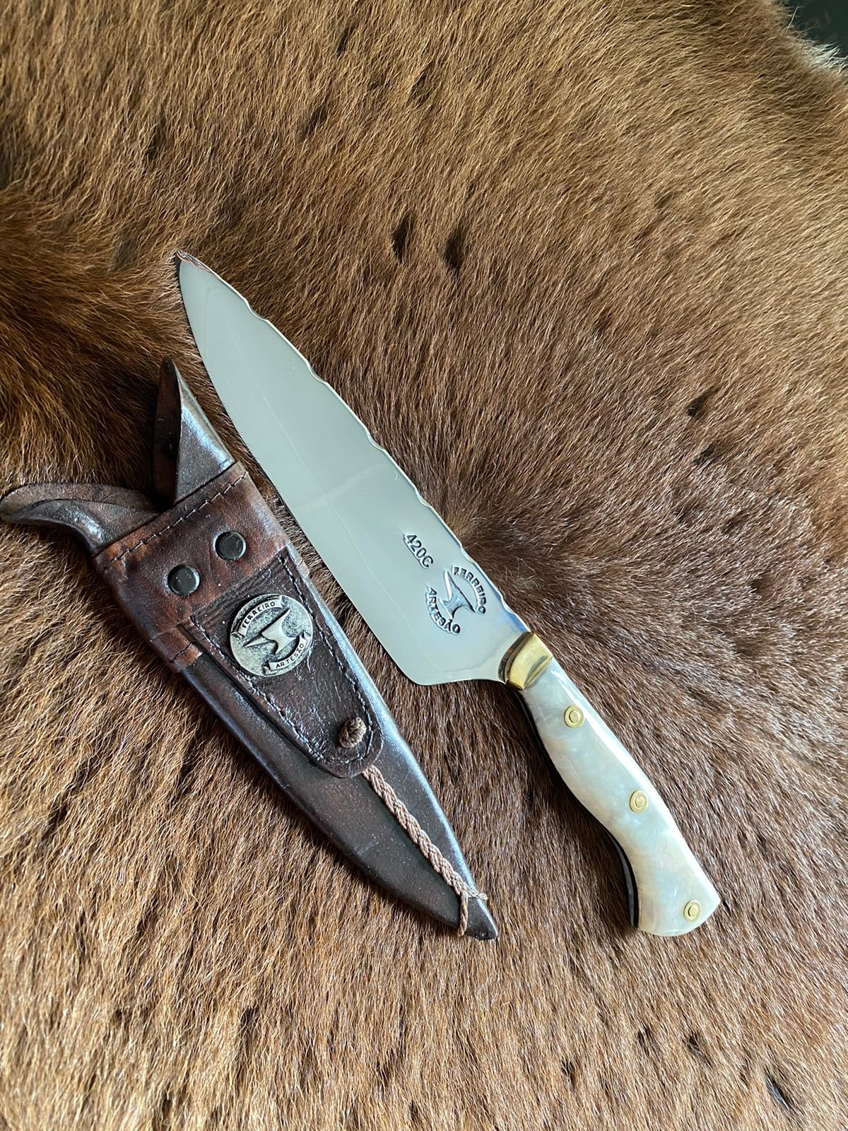 Faca chefe inox 7 pol cabo full tang resina | Maragato Facas