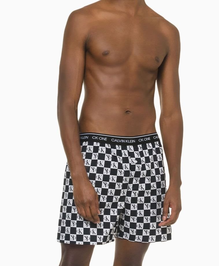 Samba-Canção Calvin Klein Check Alg Preta | Cueca Store
