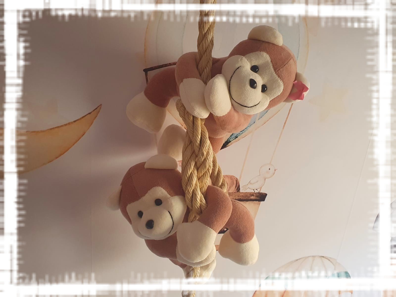 CORDA DECORATIVA 1,50 METROS SEM FOLHAS COM CASAL DE MACAQUINHOS MARROM ...