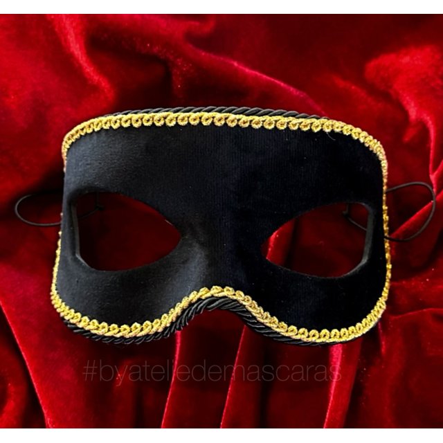 MÁSCARA CÓD. 340M - QUADRATTA NERO ORO | Ateliê de Máscaras®