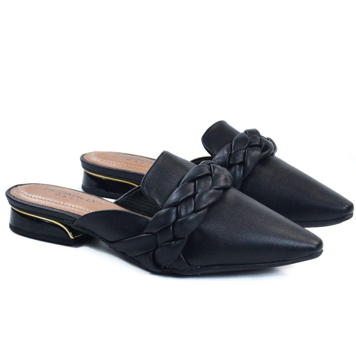 MULE FEM PICCADILLY 279008 TRANÇAS BICO FINO 96893 | Loja Mond