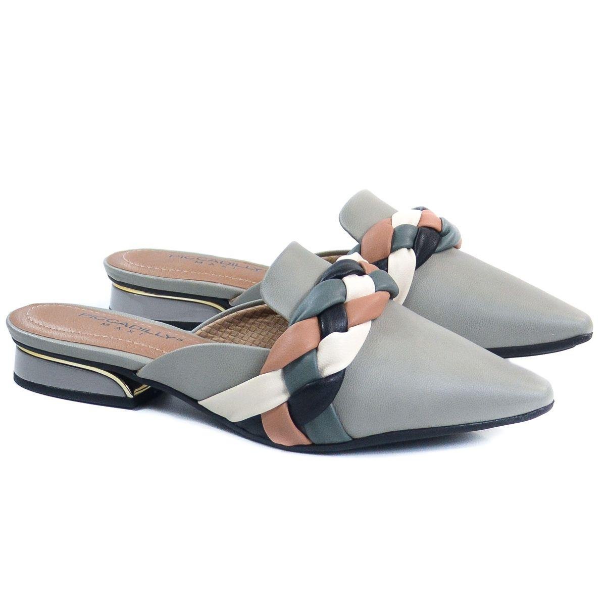 MULE FEM PICCADILLY 279008 TRANÇAS BICO FINO 96893 | Loja Mond