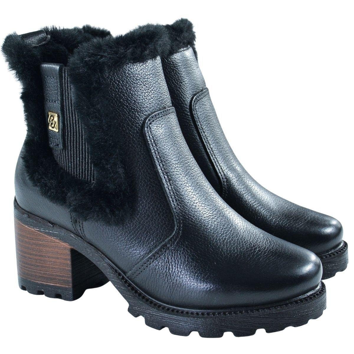 BOTA FEMININA PEGADA 281307 COM PELINHOS COURO | Loja Mond