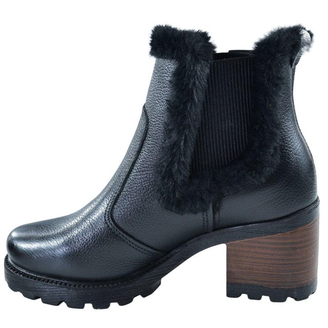 BOTA FEMININA PEGADA 281307 COM PELINHOS COURO | Loja Mond