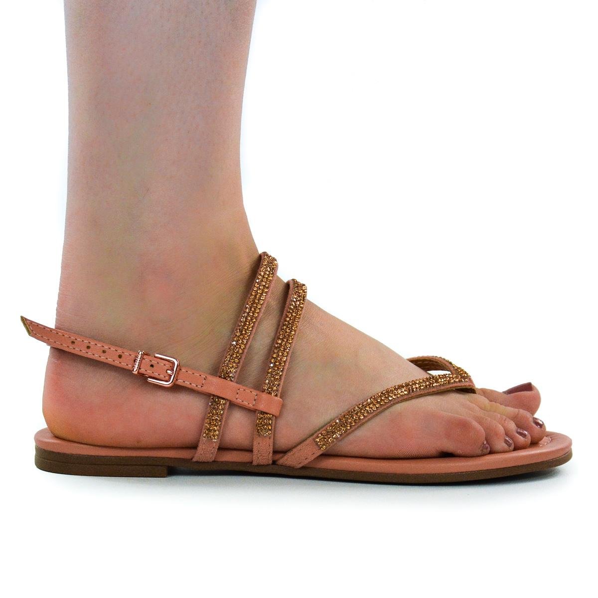 SANDALIA FEM VIZZANO 6235.1145 BEGE LIGHT BLUSH FLAT 93112 | Loja Mond