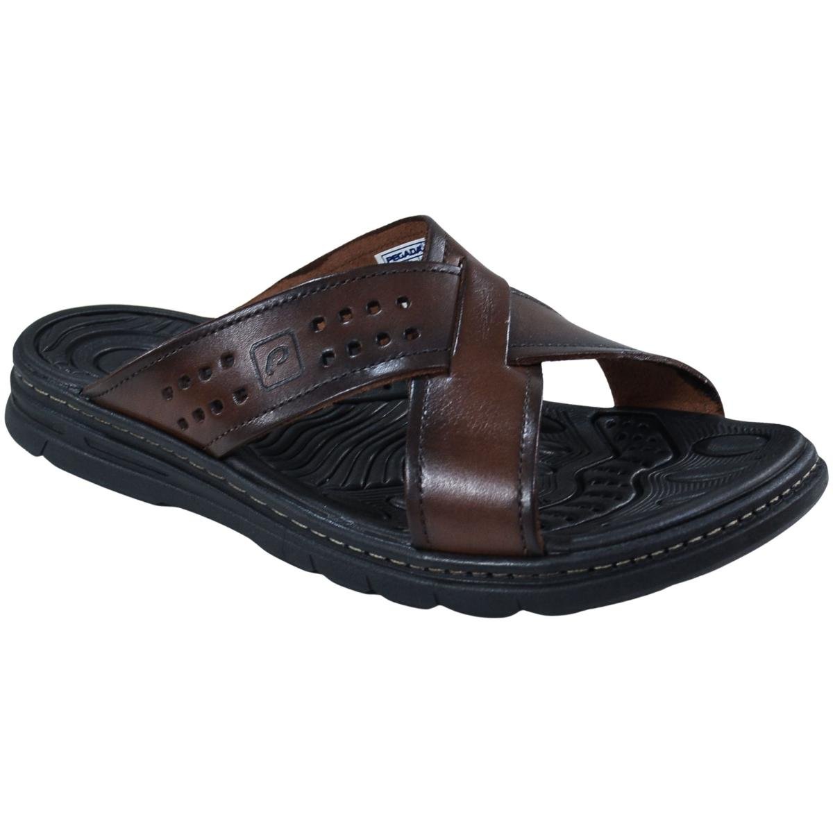 CHINELO MASCULINO PEGADA 134201-01 COURO | Loja Mond