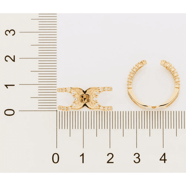 Anel Rommanel Banhado Ouro 18k Aberto Zircônias 513360 | Mahná Acessórios - Revenda Campeã de ...