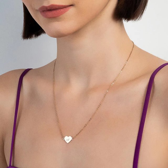 Colar Rommanel Banhado Ouro 18k Coração Letra 532378 | Mahná Acessórios ...