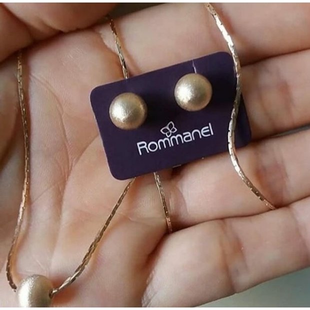 Conjunto Rommanel Brinco e Colar Bola Fosca 520480 | 530408 | Mahná ...