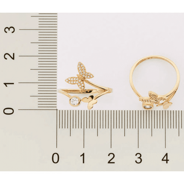 Anel Rommanel Banhado Ouro 18k Borboletas e Zircônia 513380 | Mahná ...