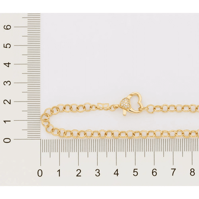 Colar Rommanel Banhado Ouro 18k Elo Português Fecho Coração Zircônias ...