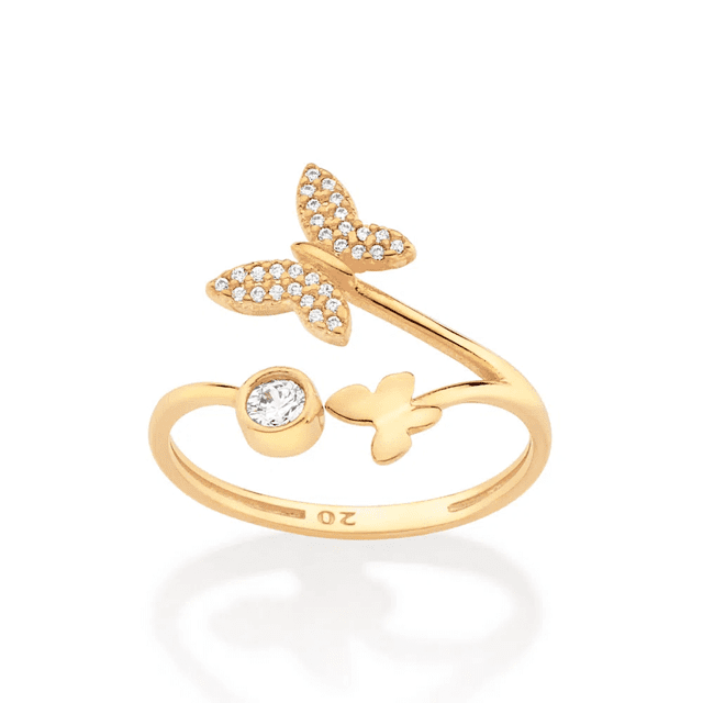 Anel Rommanel Banhado Ouro 18k Borboletas e Zircônia 513380 | Mahná ...
