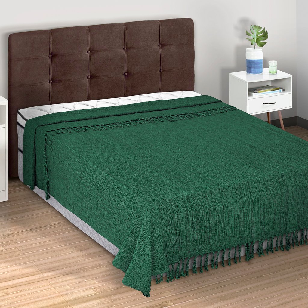 Colcha Casal Verde Bandeira/Preto Mesclado | Belatrama
