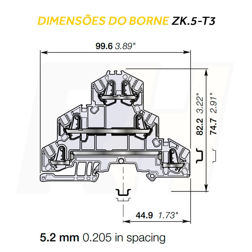 Borne Mola Triplo 2,5mm - ZK2,5-T3 (1SNK705510R0000) | RH Materiais ...
