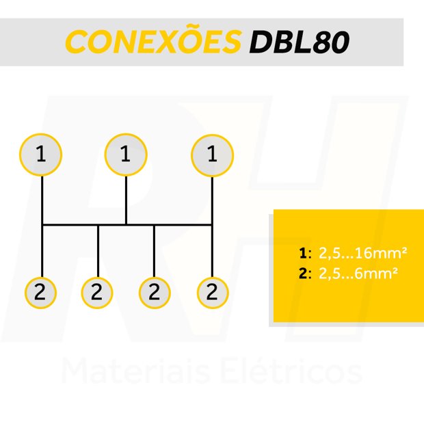 Bloco de Distribuição Multipolar 7 Posições 80A - DBL80 | Heldt ...