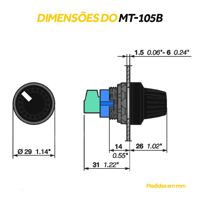 Potenciômetro 5kOhm - MT-105B (1SFA611410R1056) | Heldt Soluções ...
