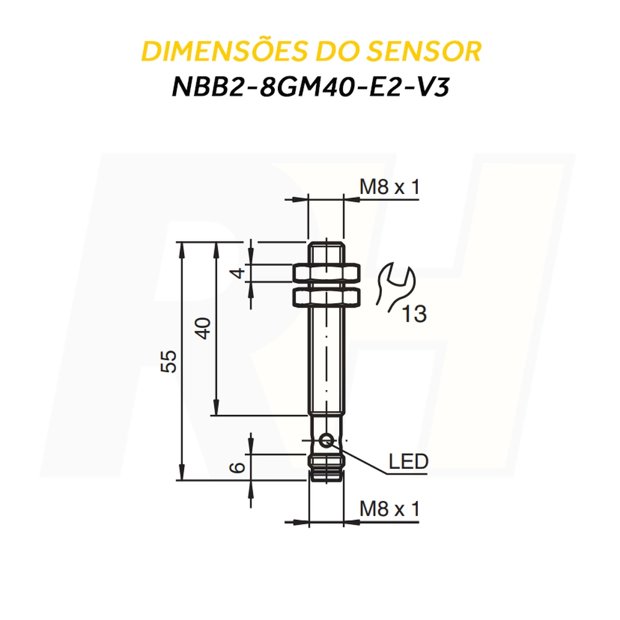 Sensor Indutivo Pnp 8mm Nbb2 8gm40 E2 V3 304615 0059 Rh Materiais