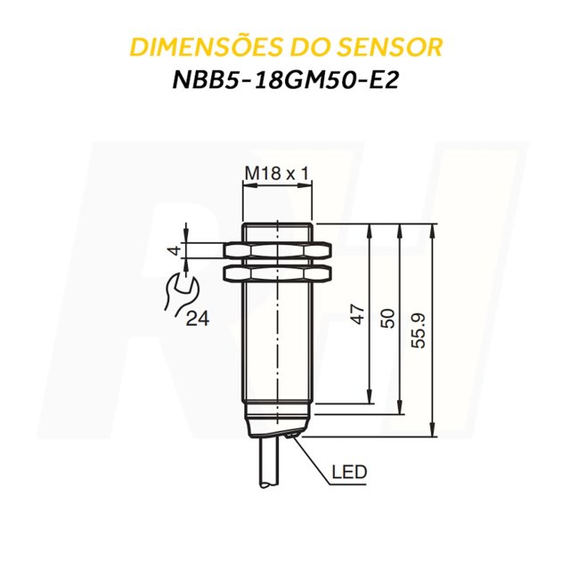 Sensor Indutivo PNP 5mm | NBB5-18GM50-E2 | Pepperl+Fuchs | RH Materiais Elétricos | O Maior E ...