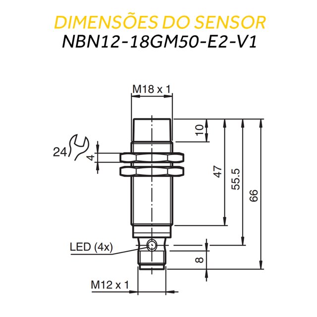 Sensor Indutivo Pnp 12mm Nbn12 18gm50 E2 V1 326161 0130 Rh