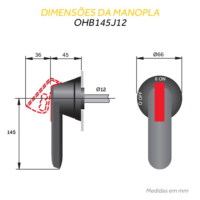 Manopla para Seccionadora - Fixação em Porta - OHB145J12 | Heldt ...