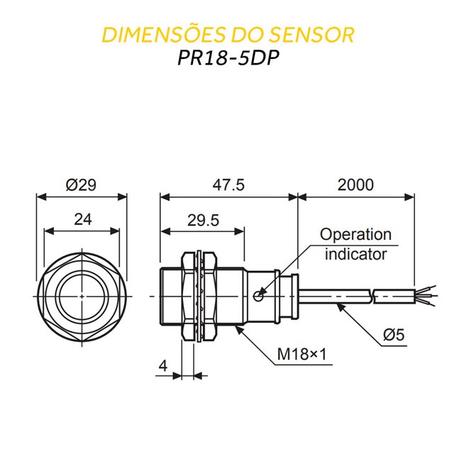 Sensor Indutivo PNP 5mm PR18-5DP | Heldt Soluções Industriais | O Maior ...