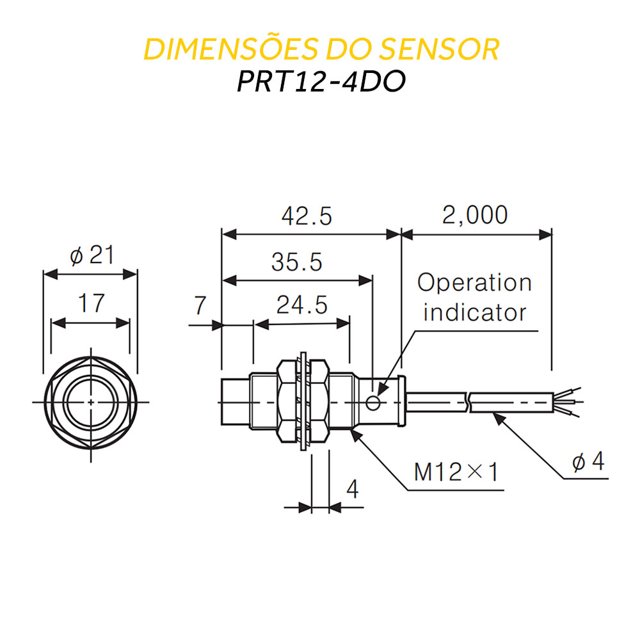 Sensor Indutivo Saída Analógica 4mm PRT12-4DO | Heldt Soluções ...