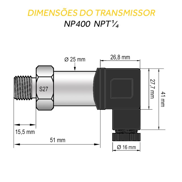 Transmissor de Pressão Cerâmico NP400 0...20bar (1/4 NPT) | RH ...