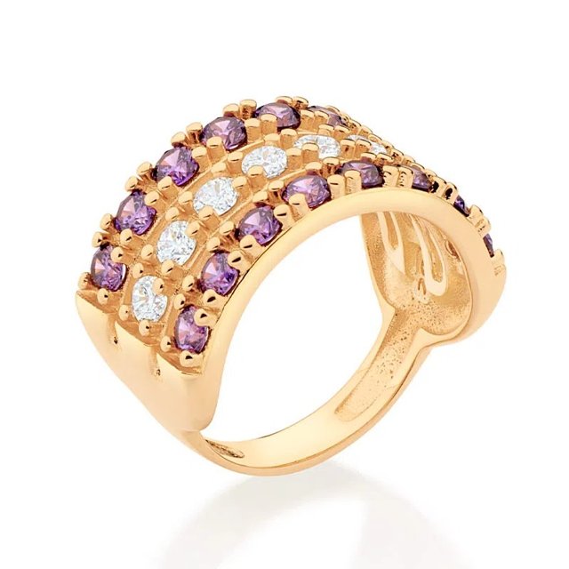 ANEL ROMMANEL ARO TRIPLO CRAVEJADO ZIRCÔNIAS LILÁS 513250 | Store Womens